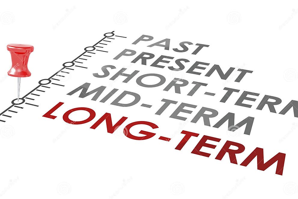 Red Push Pin on the Long Term Word Stock Illustration - Illustration of ...