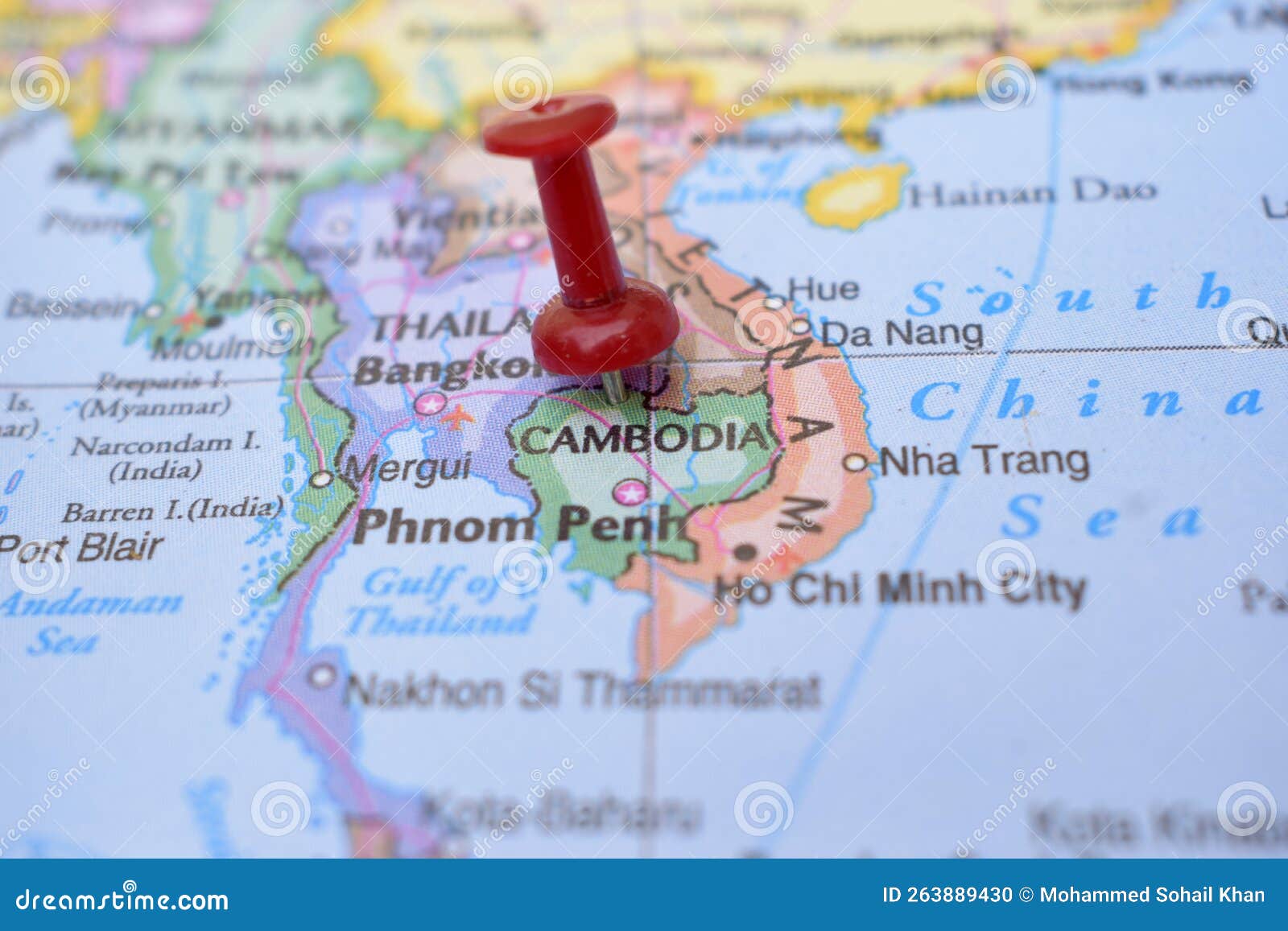 Red Push Pin Pointing Cambodia on Location of World Map Close-Up View ... Red Push Pin Pointing Cambodia on Location of World Map Close-Up View ...