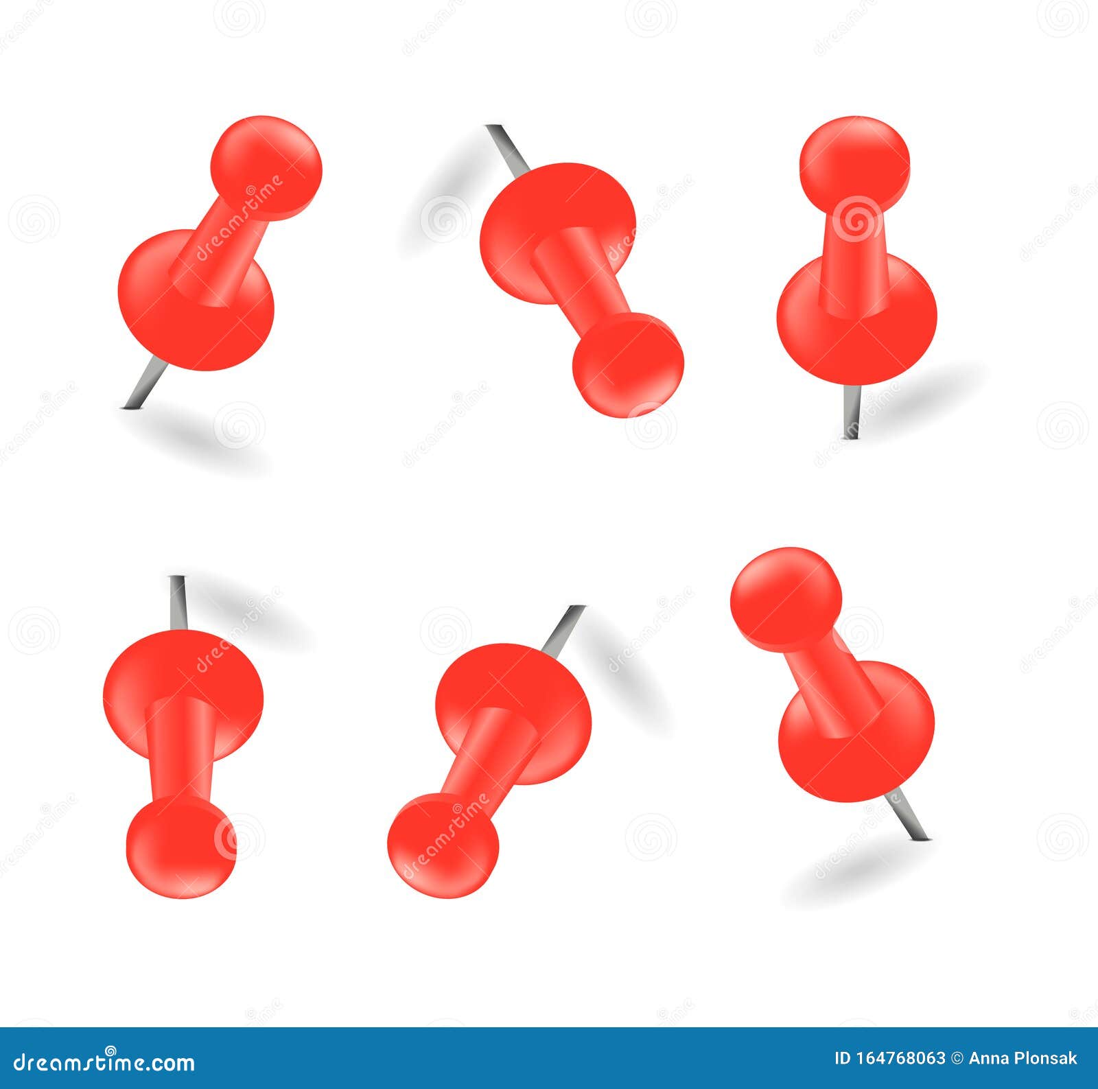 Red Push Pin. Realistic Red Paperclip. Needle For Fixation Memo On ... Red Push Pin. Realistic Red Paperclip. Needle For Fixation Memo On ...