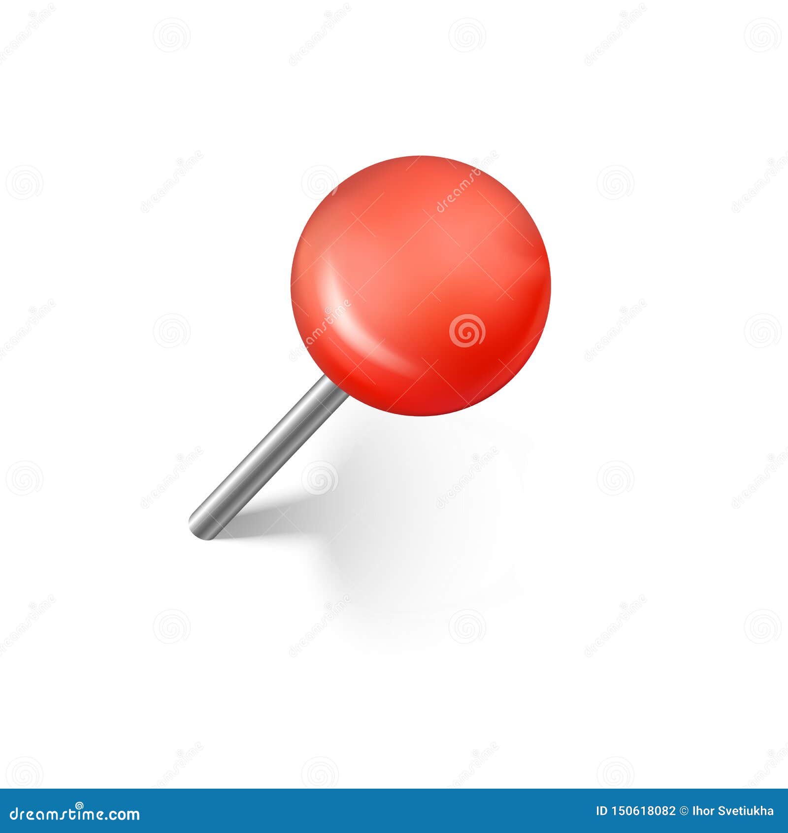 Red Push Pins with Shadow. Realistic Office Push Pin Stock Vector ...