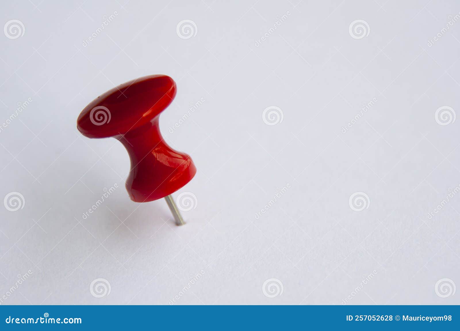 Red Push Pins on White Background. Copy Space. Stock Photo - Image of ...