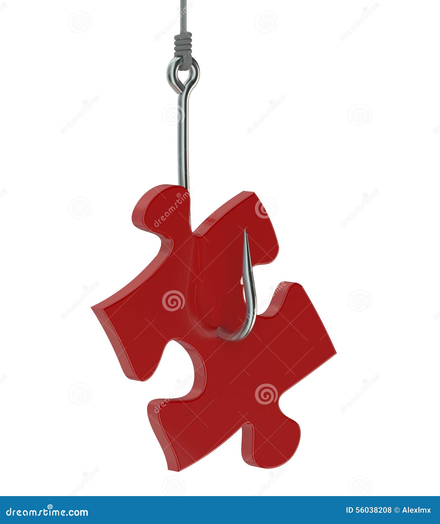 Red puzzle on fishing hook stock illustration. Illustration of concept ...