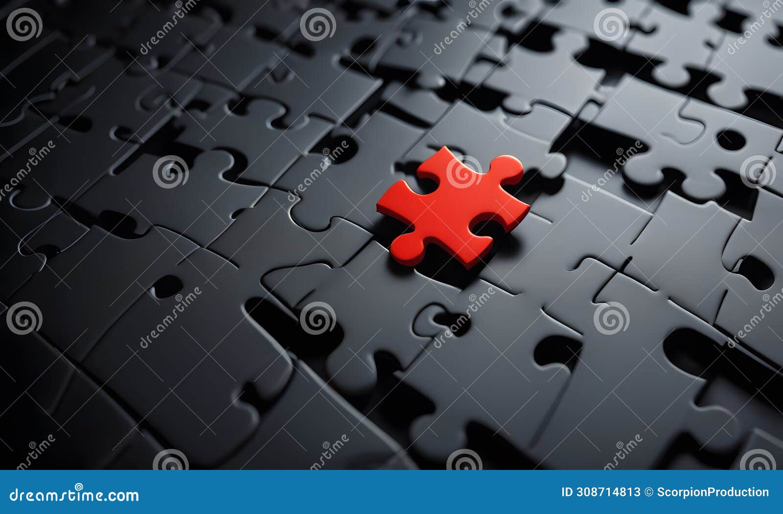 A Red Puzzle Piece is Missing from a Black Puzzle Stock Image - Image ...