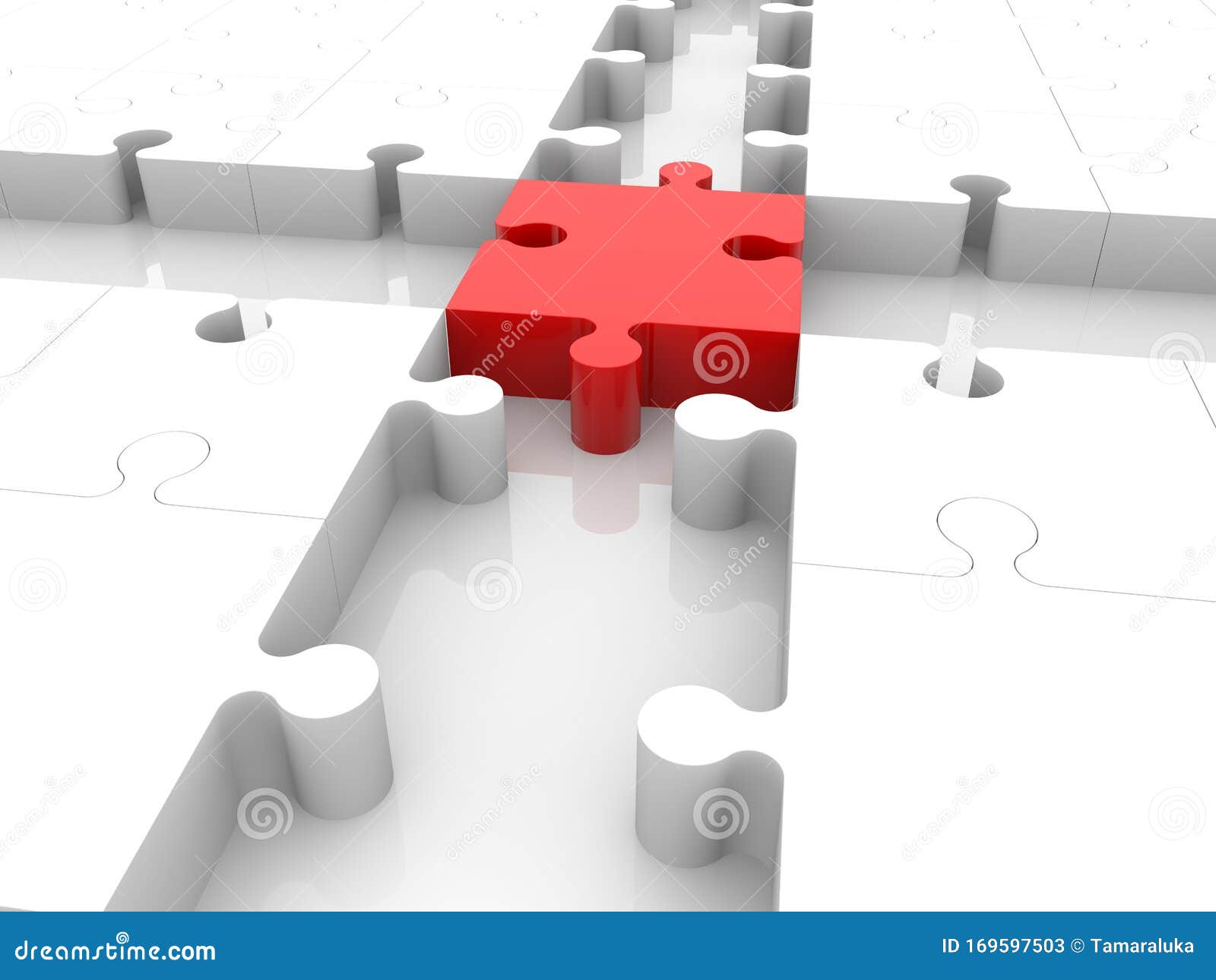 Red Puzzle Piece between Puzzle Junctions Stock Illustration ...