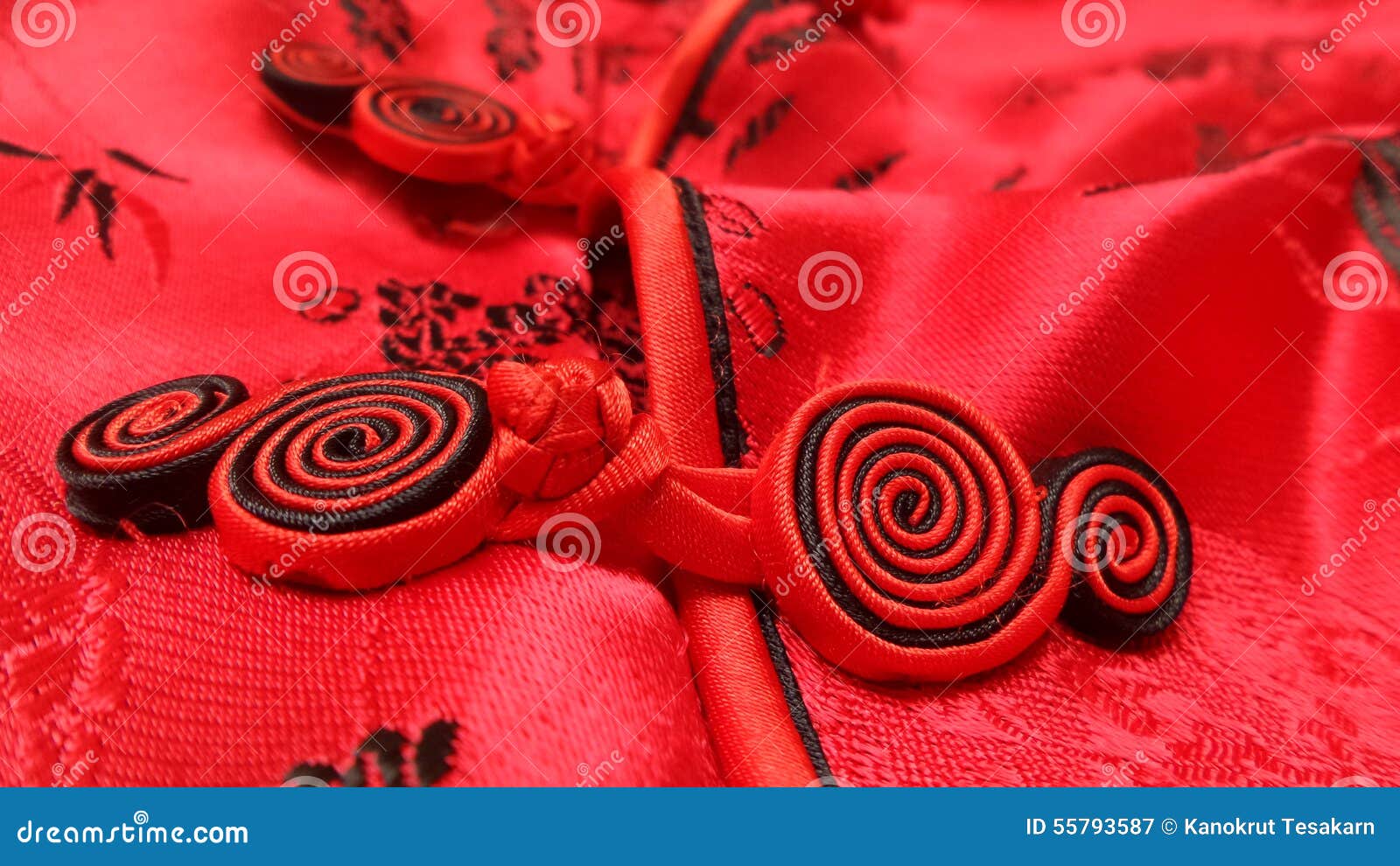 Red QÃ­pao with Chinese Button and Bamboo Design Stock Image - Image of ...