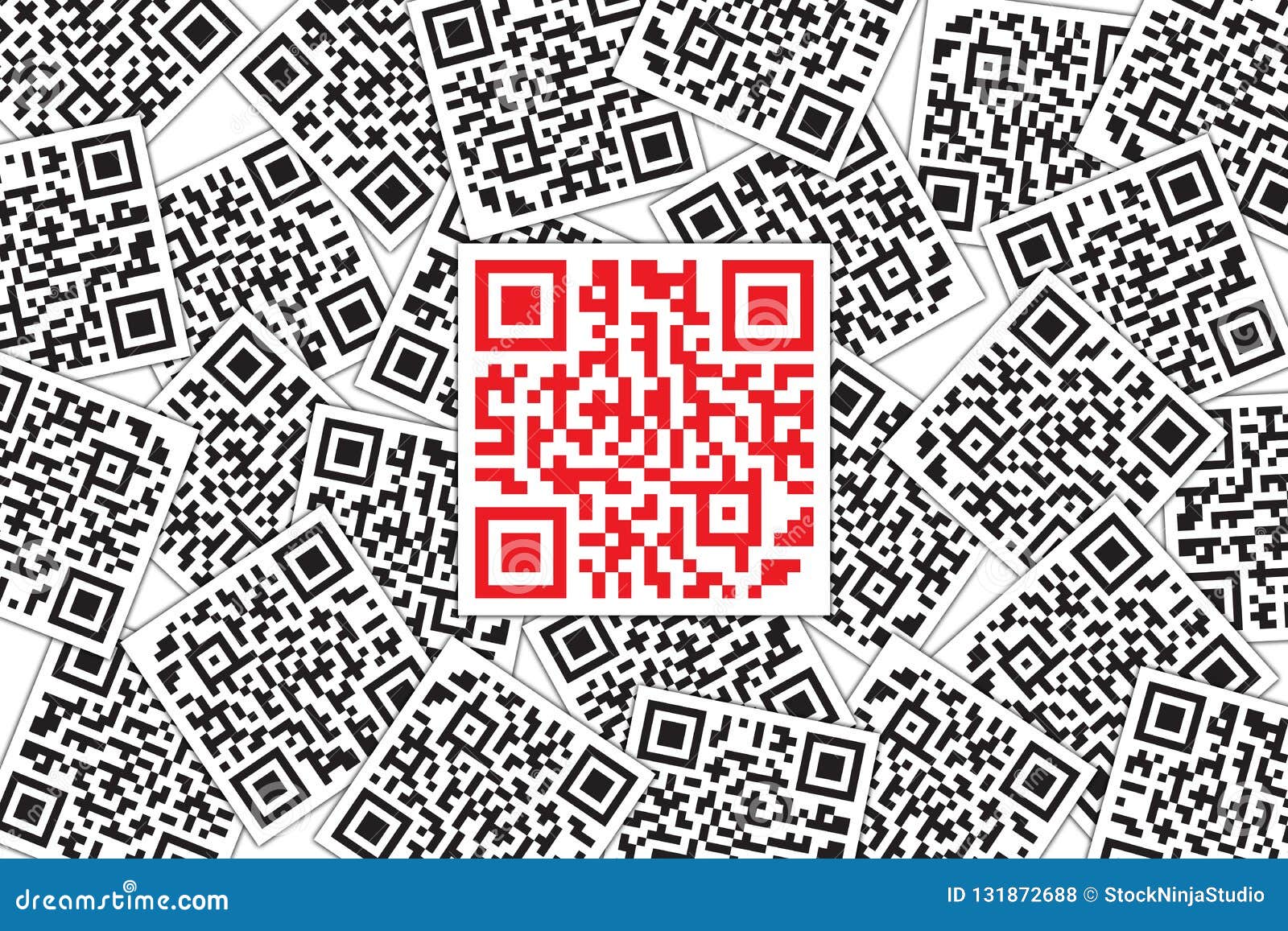 Red QR Code Highlight in Black QR Code in Background Stock Illustration ...
