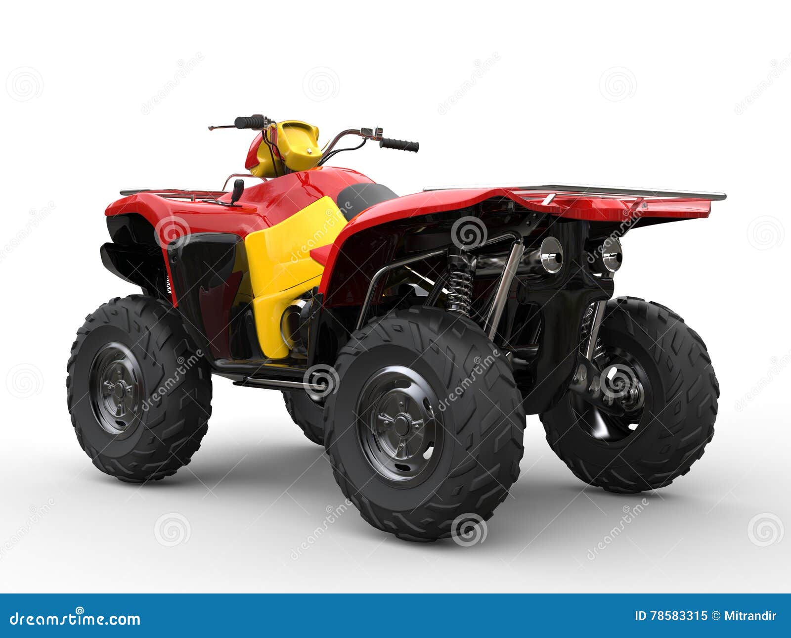 Yellow And Red Quad Bikes - Top Side View Stock Photography ...