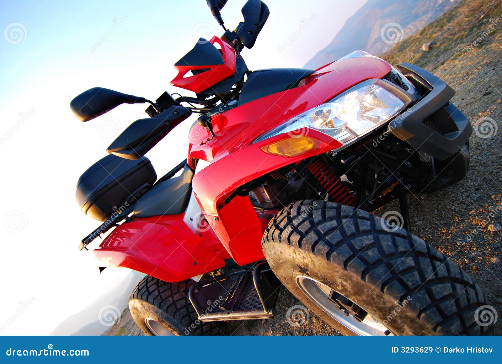 Red quad diagonally stock image. Image of fast, excitement - 3293629