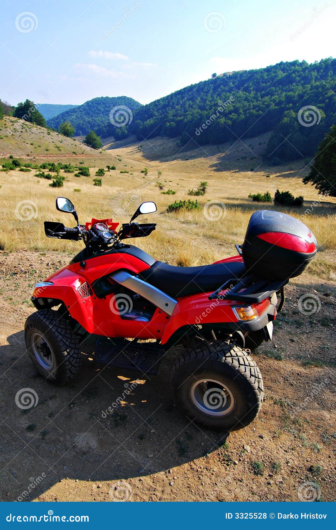 Red quad scenic view stock photo. Image of motor, competitive - 3325528
