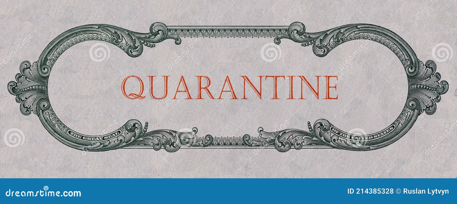 Red Quarantine Sign on Dollar Border with Empty Middle Area Stock Photo ...