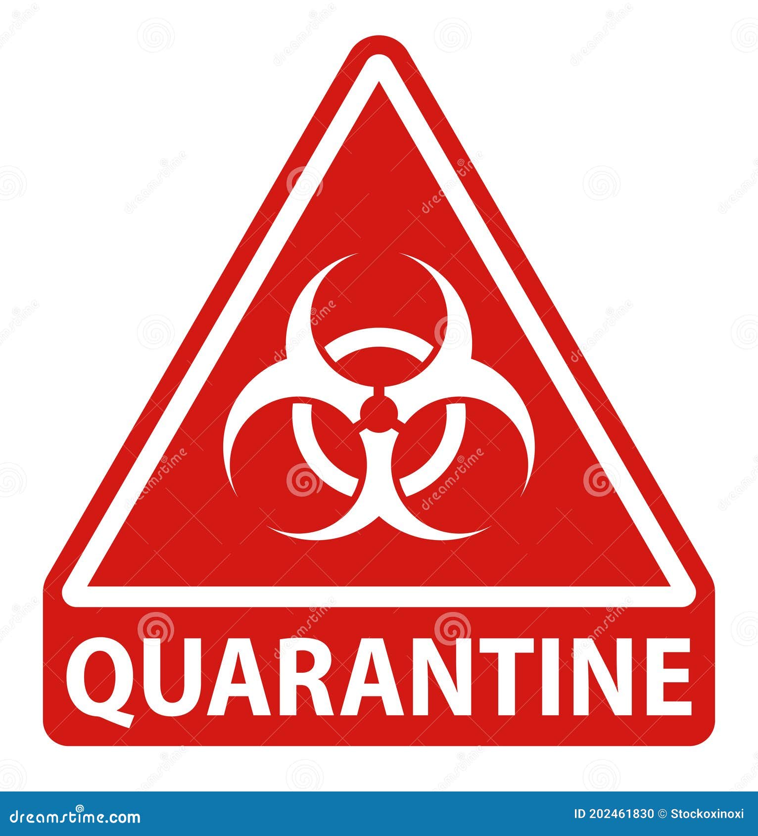 Red Quarantine Warning Sign Biohazard Symbol Triangular Shape Stock ...