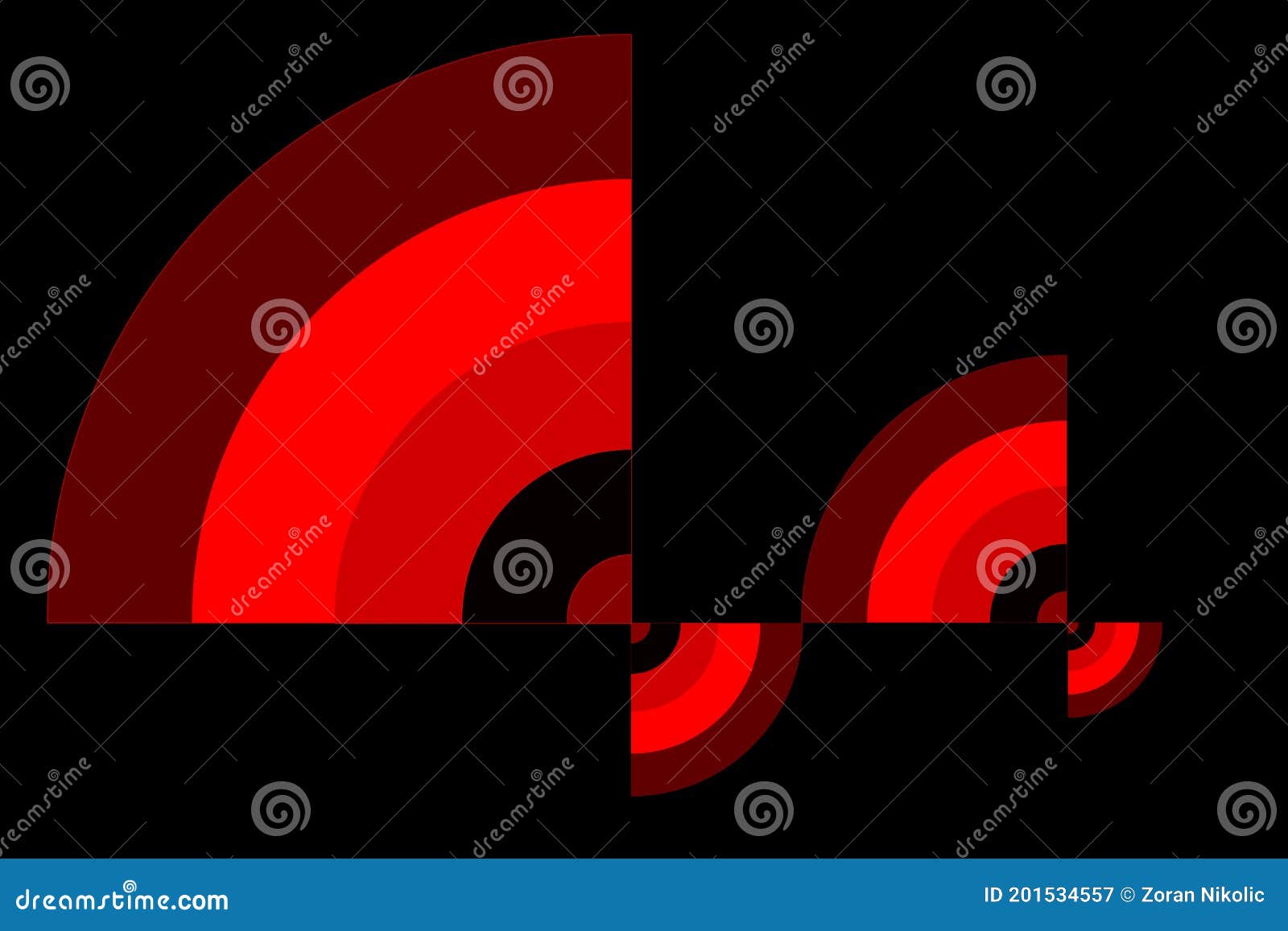 Red Quarters of Circles on a Black Background Stock Illustration ...