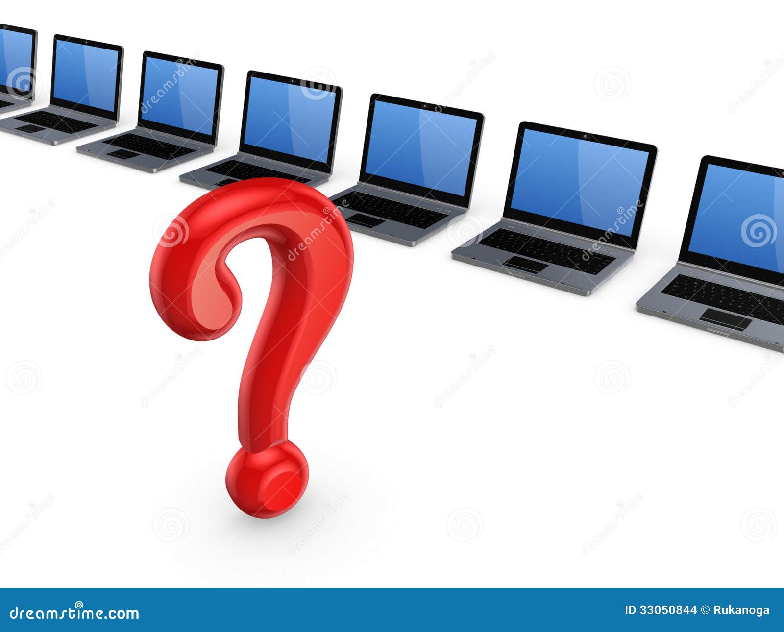 Red Query Mark Against Notebooks. Stock Photo - Image of data, desktop ...