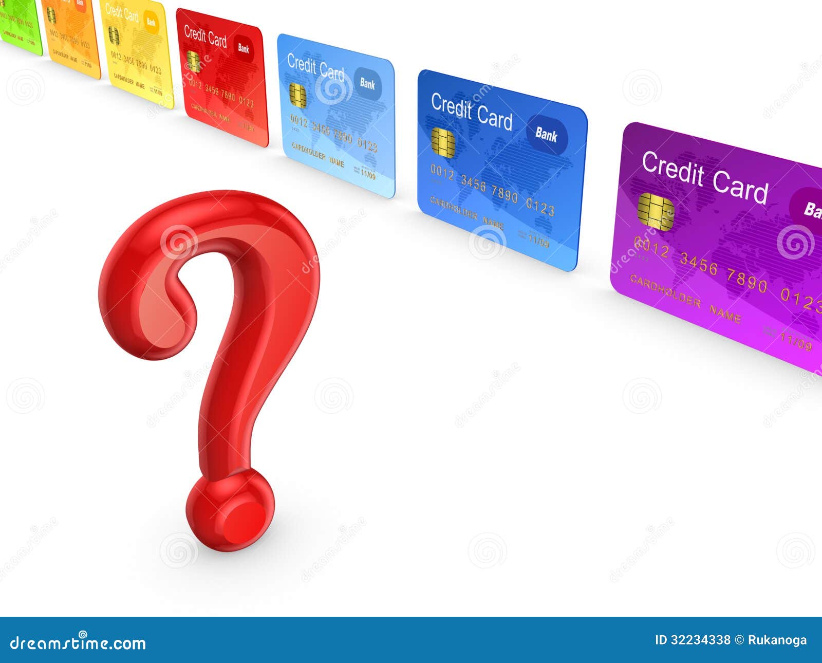 Red Query Mark and Colorful Credit Cards. Stock Illustration ...
