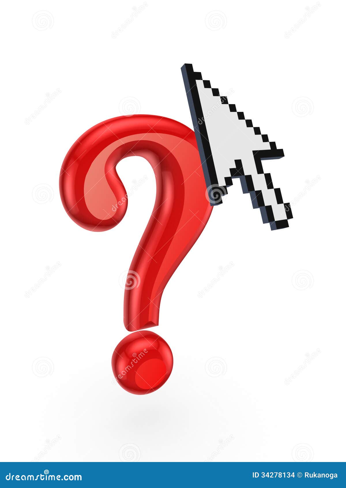 Red query mark and cursor. stock photo. Image of information - 34278134