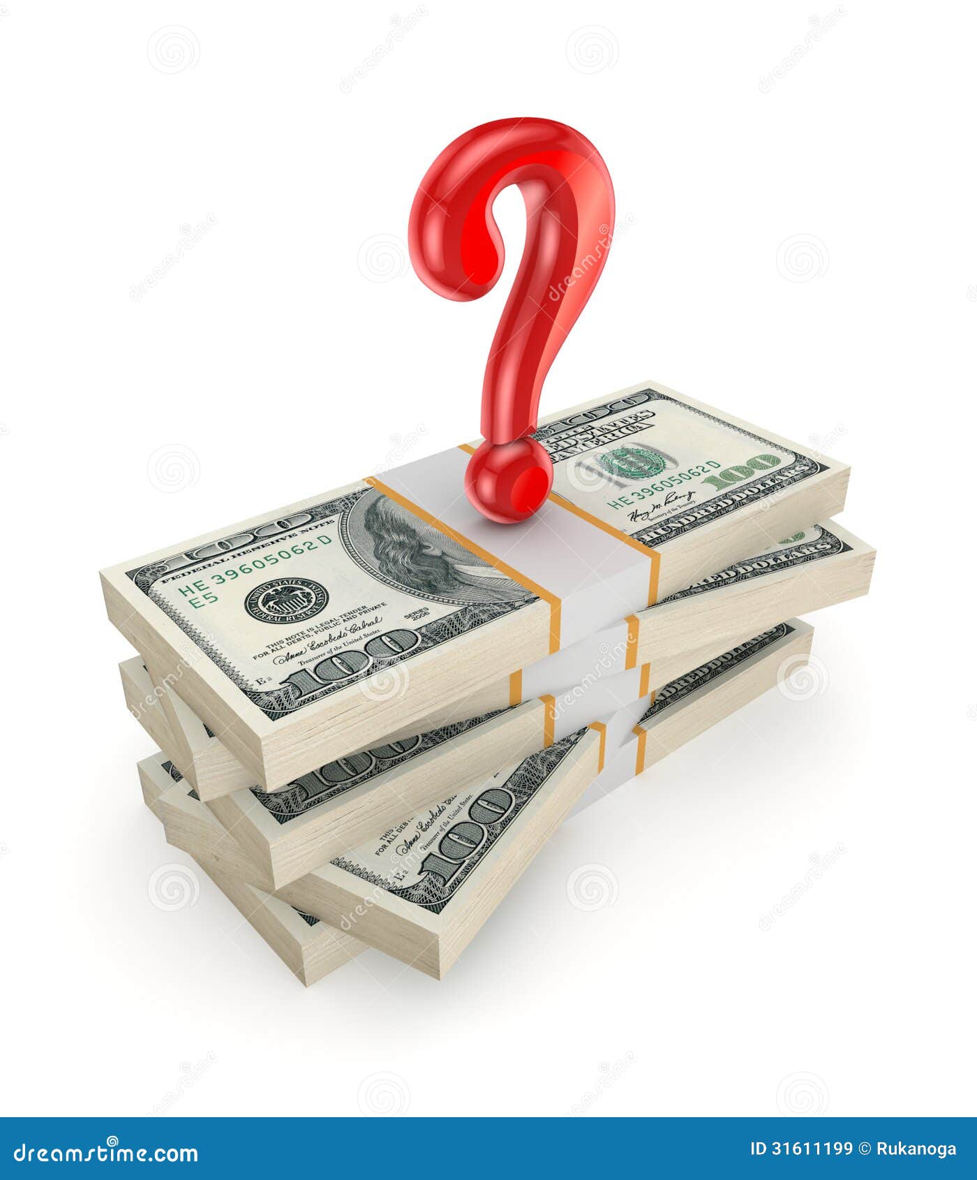 Red Query Mark on a Stack of Dollars. Stock Image - Image of info, cash ...
