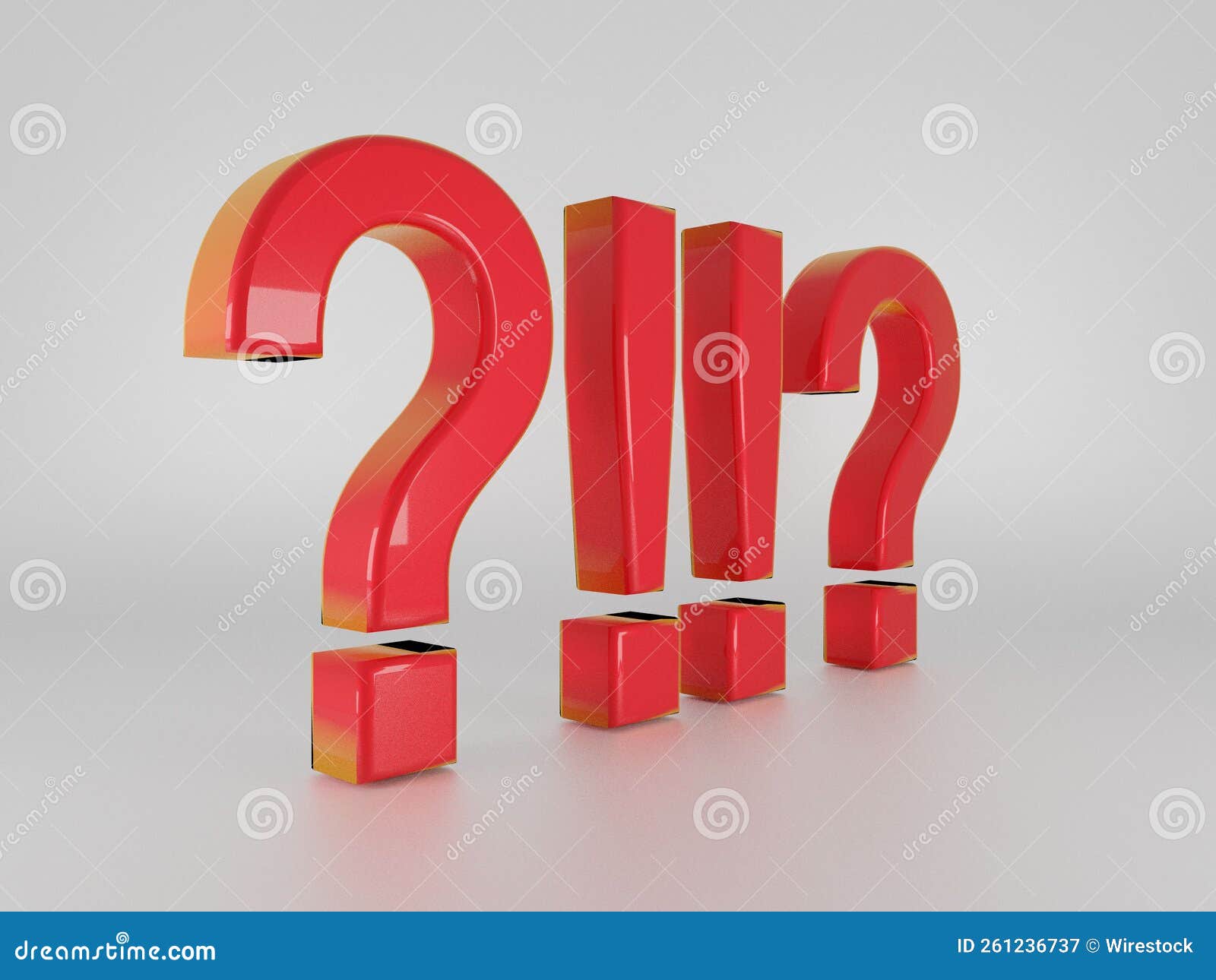 Red Question and Exclamation Marks Isolated on White. 3D Render Stock ...