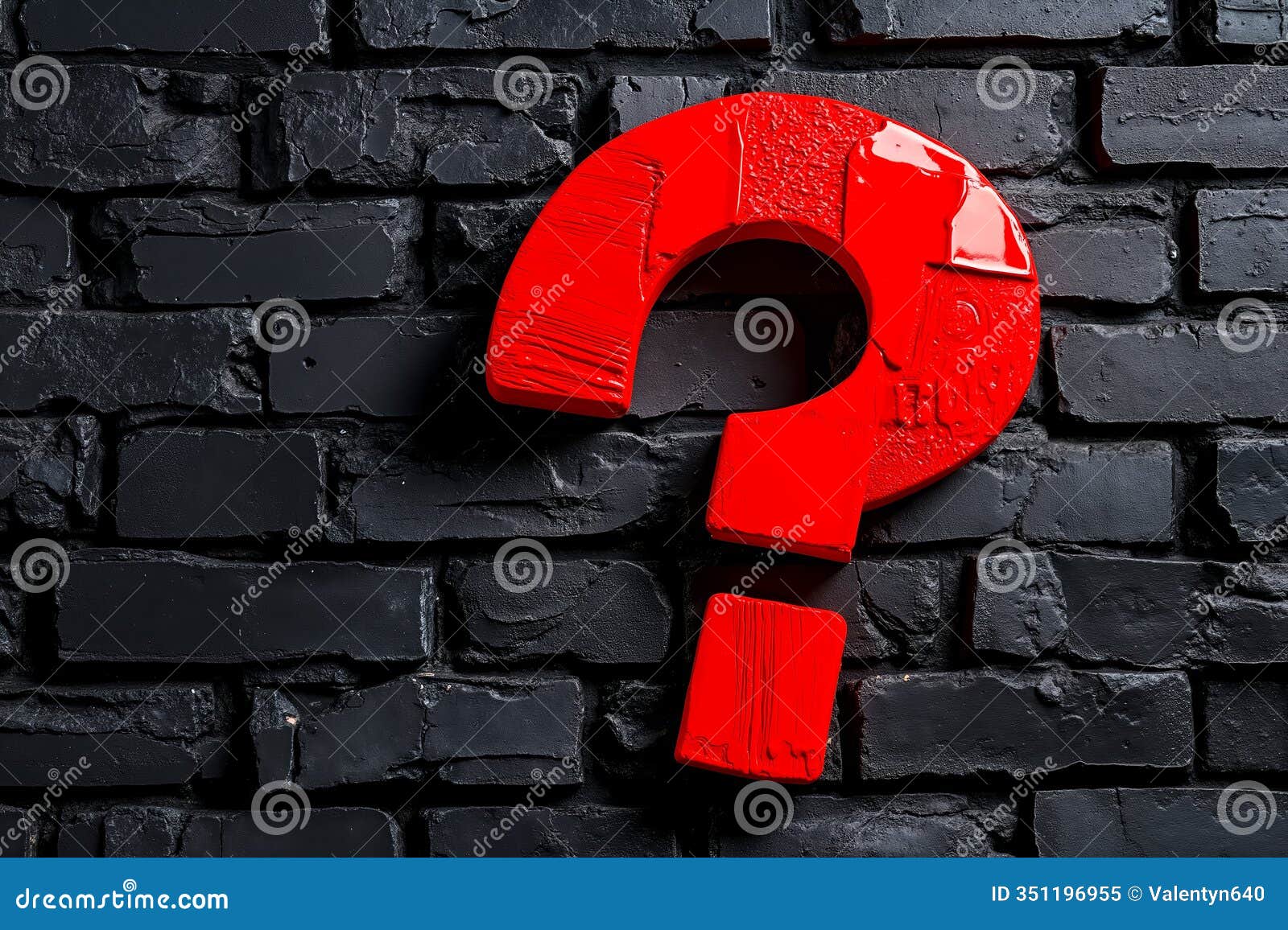 A Red Question Mark on a Black Brick Wall Stock Image - Image of ...