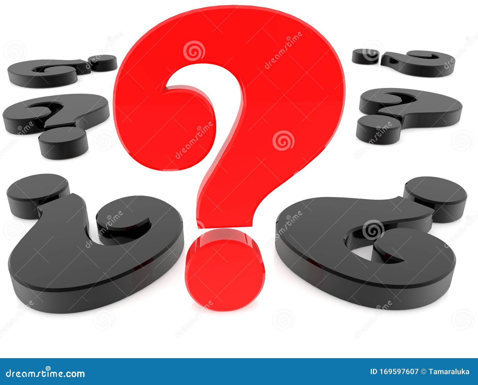 Red Question Mark between Black Question Marks on White Stock ...