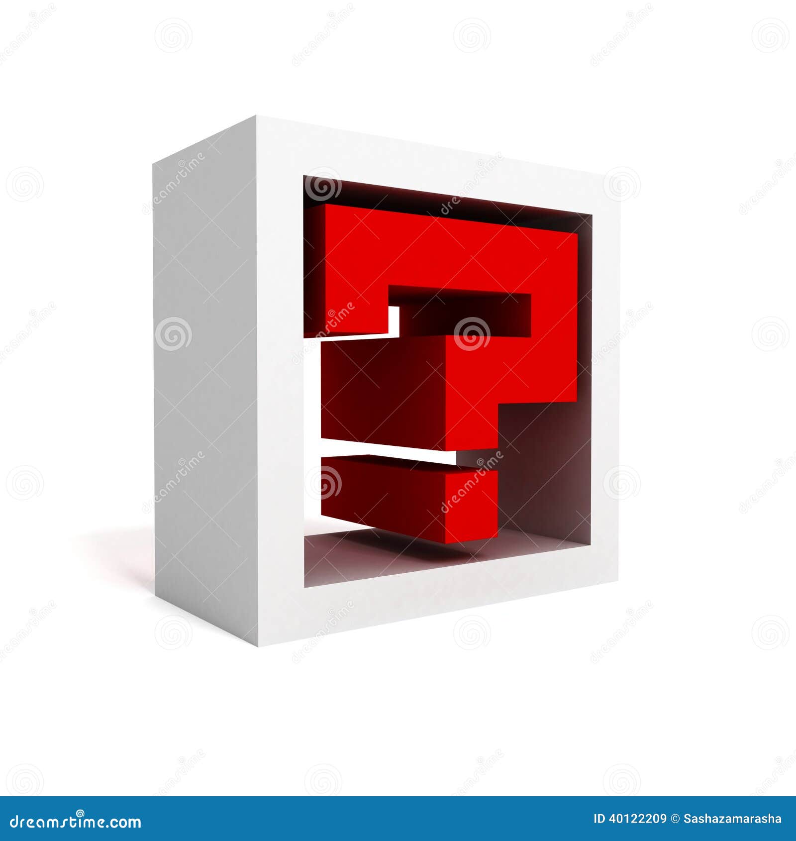 Red Question Mark Block Icon Symbol on White Stock Illustration ...