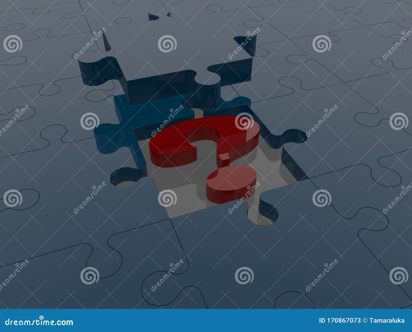 Red Question Mark between Blue Puzzles Stock Illustration ...