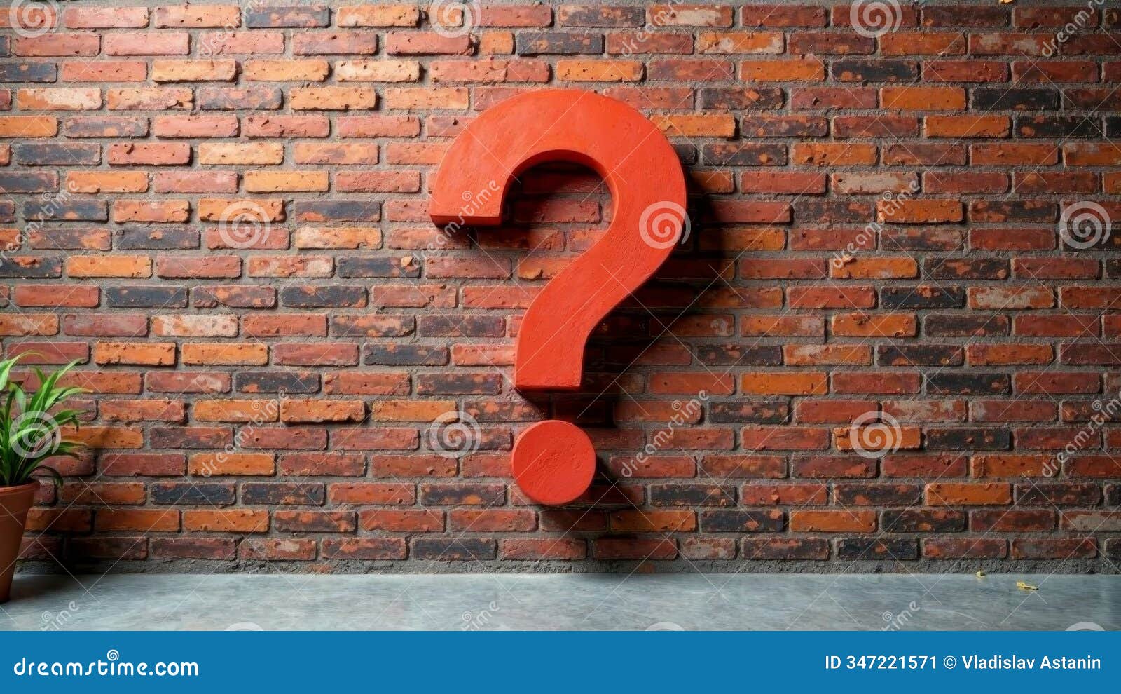 Red Question Mark on Brick Wall Stock Image - Image of modern ...