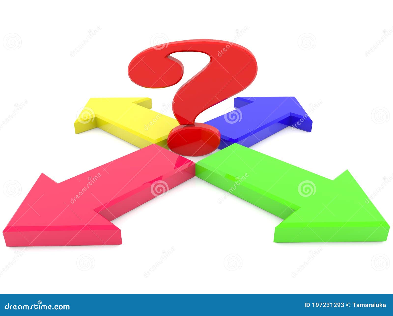 Red Question Mark between Colored Arrows Stock Illustration ...