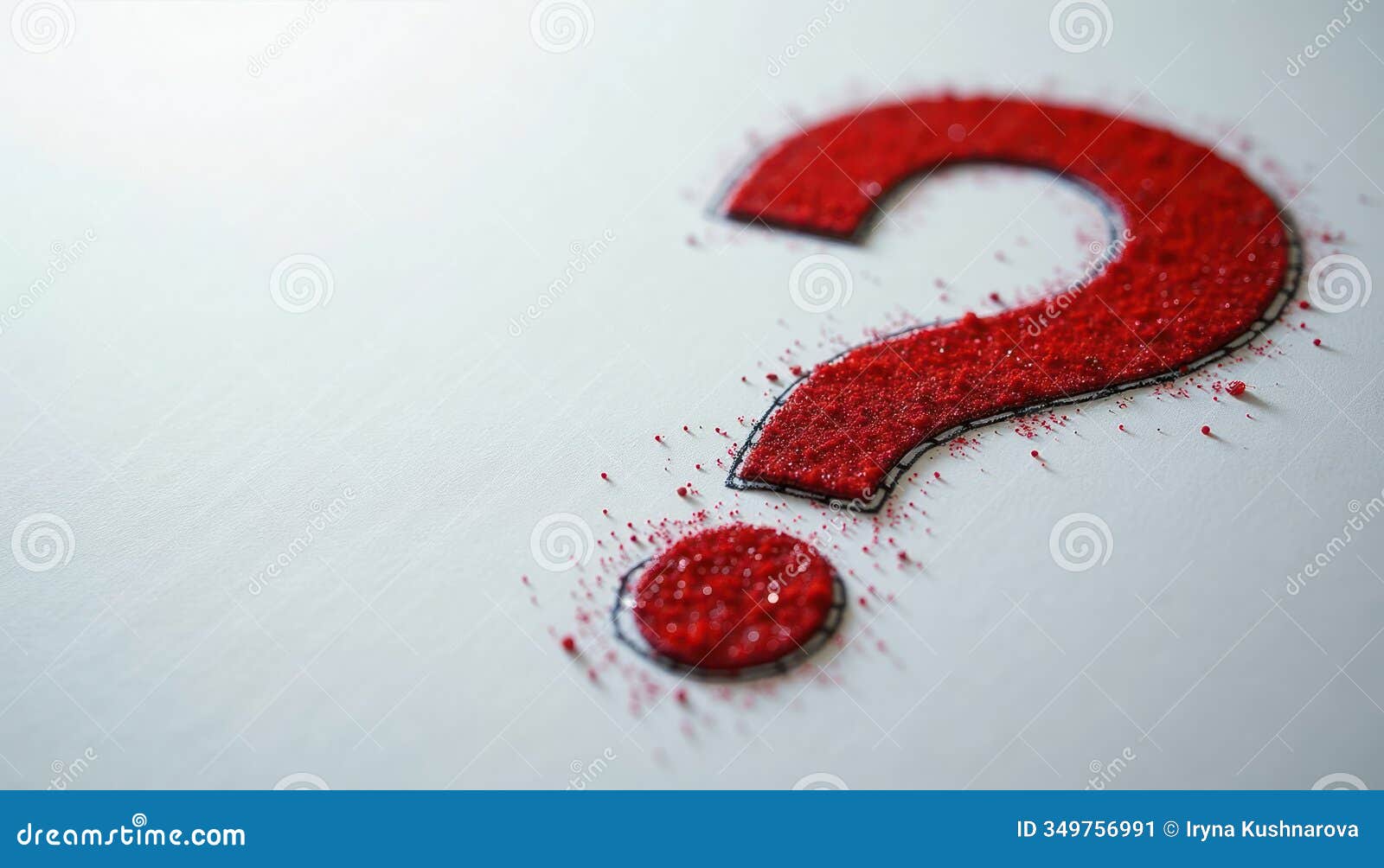 Red Question Mark Drawing on White Background. Red Particles Form ...