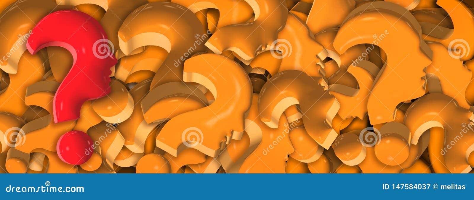 Red Question Mark in Evidence with Infinite Background Orange Question ...