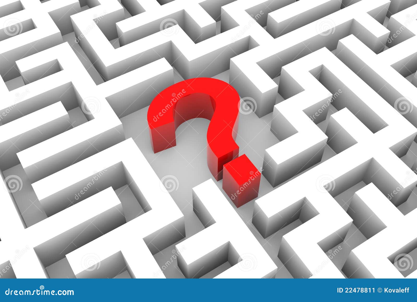 Red Question Mark Inside White Maze. Stock Illustration - Illustration ...