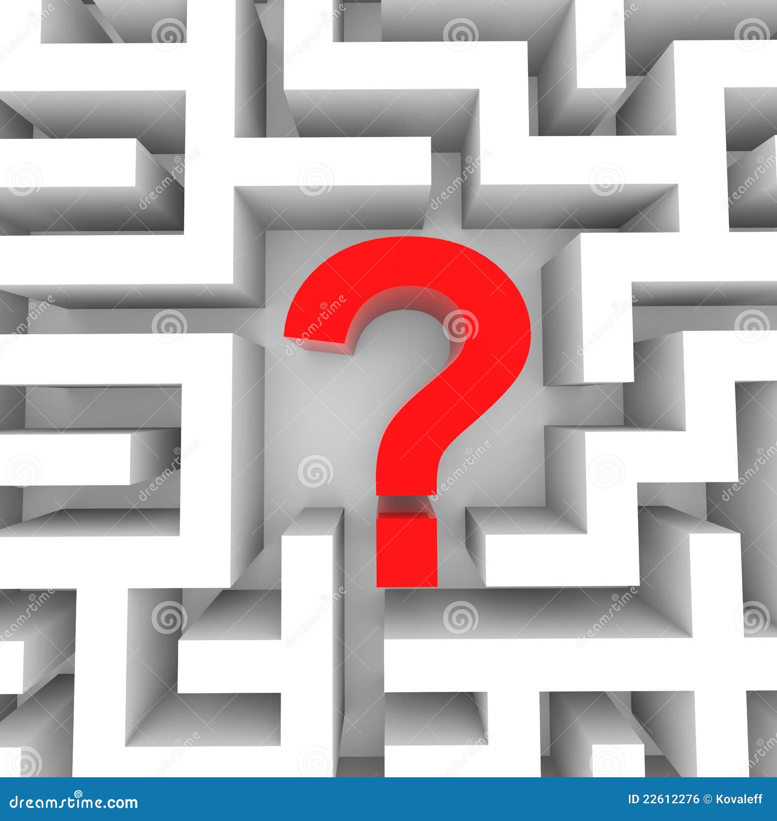 Red Question Mark Inside White Maze. Stock Illustration - Illustration ...