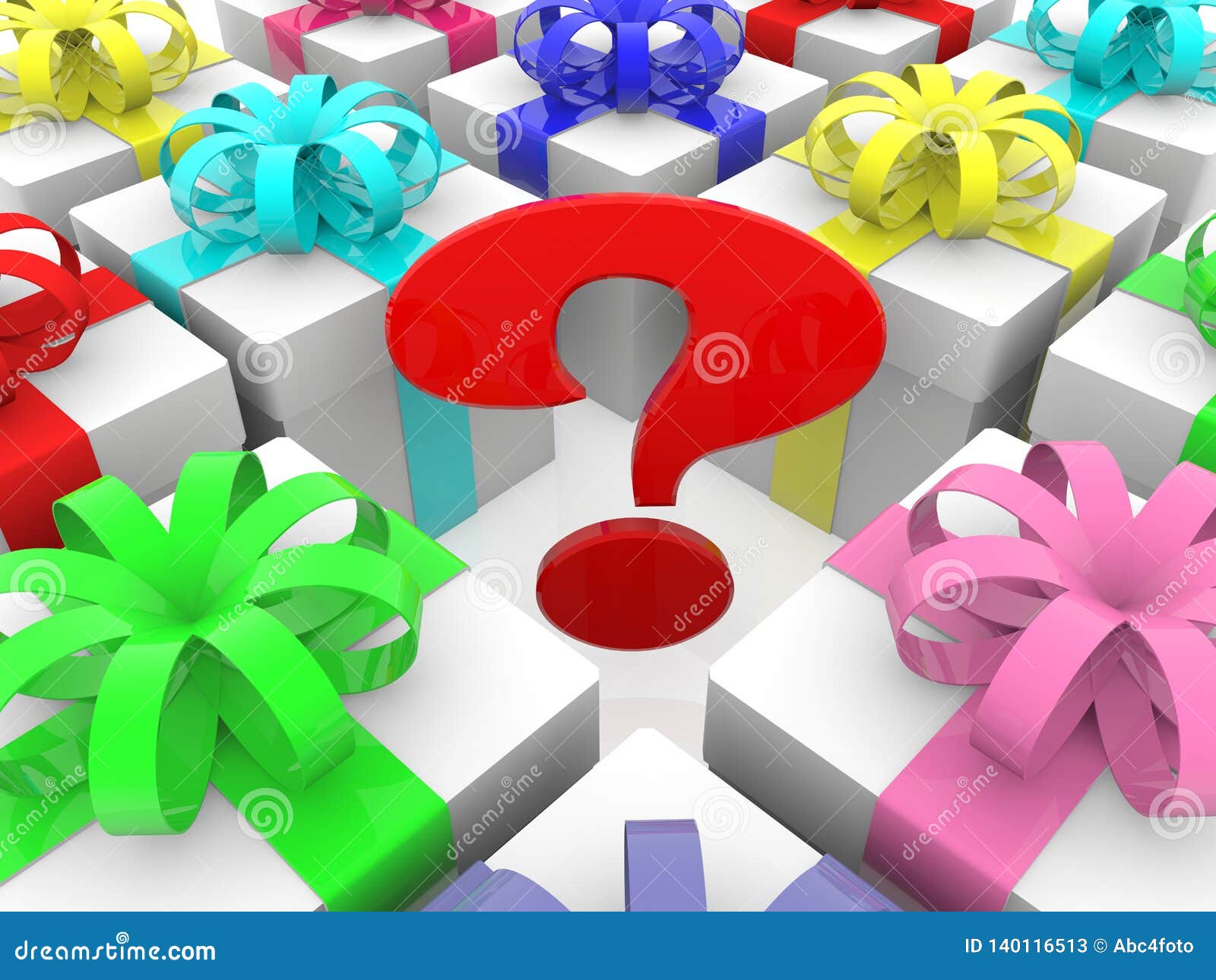 Red Question Mark in the Middle of Gift Boxes Stock Illustration ...