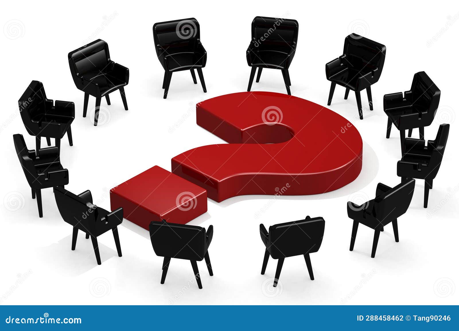 Red Question Mark Sign with Chairs Stock Illustration - Illustration of ...