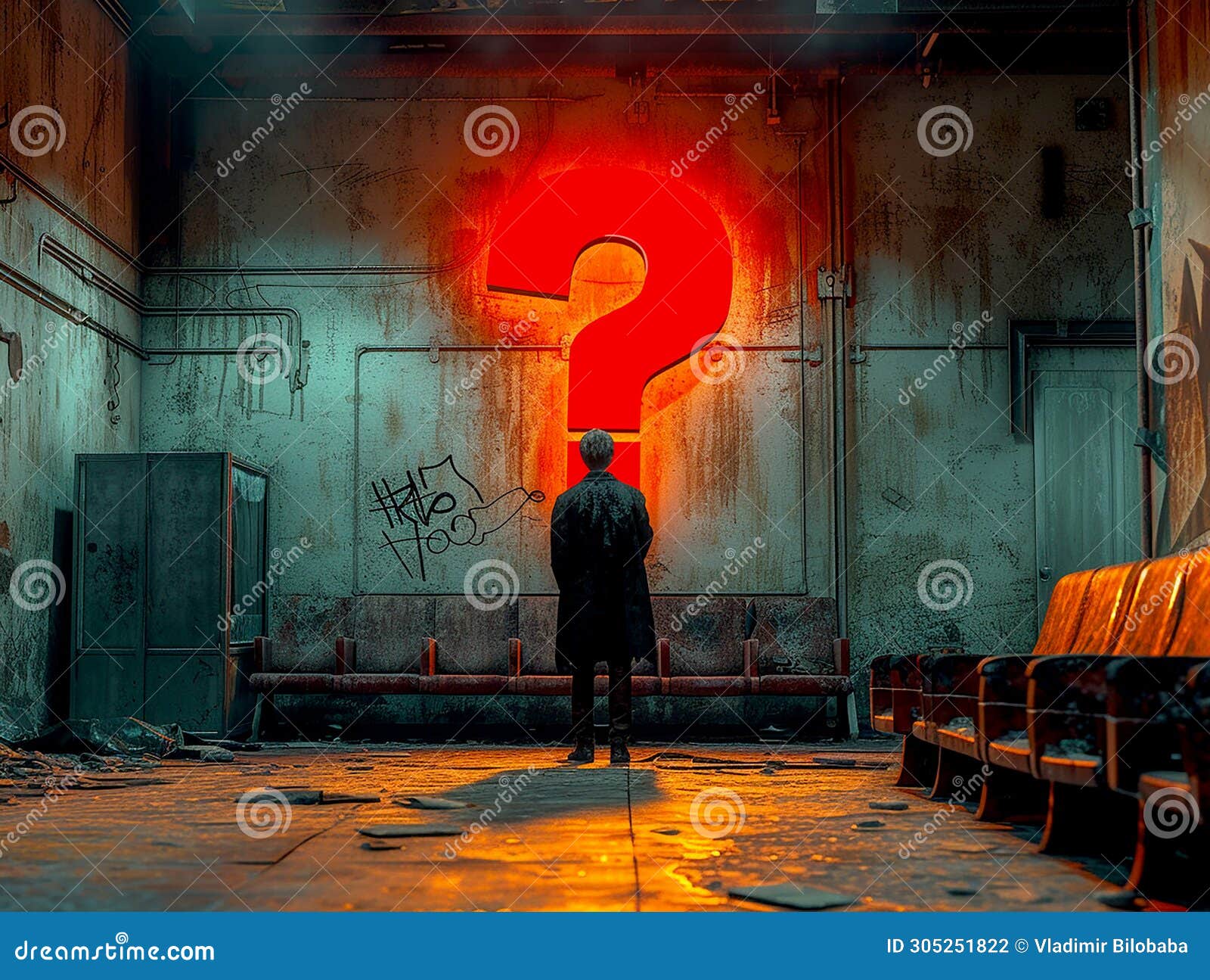 Red Question Mark with Small Puppet People Stock Illustration ...