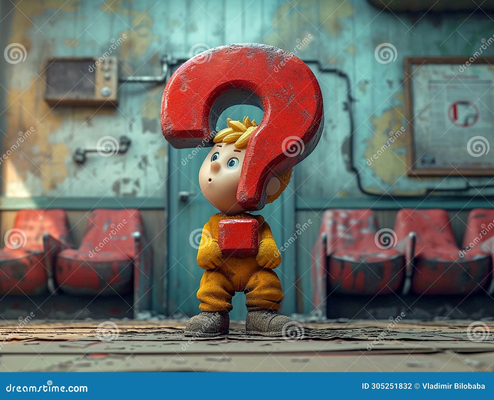 Red Question Mark with Small Puppet People Stock Illustration ...