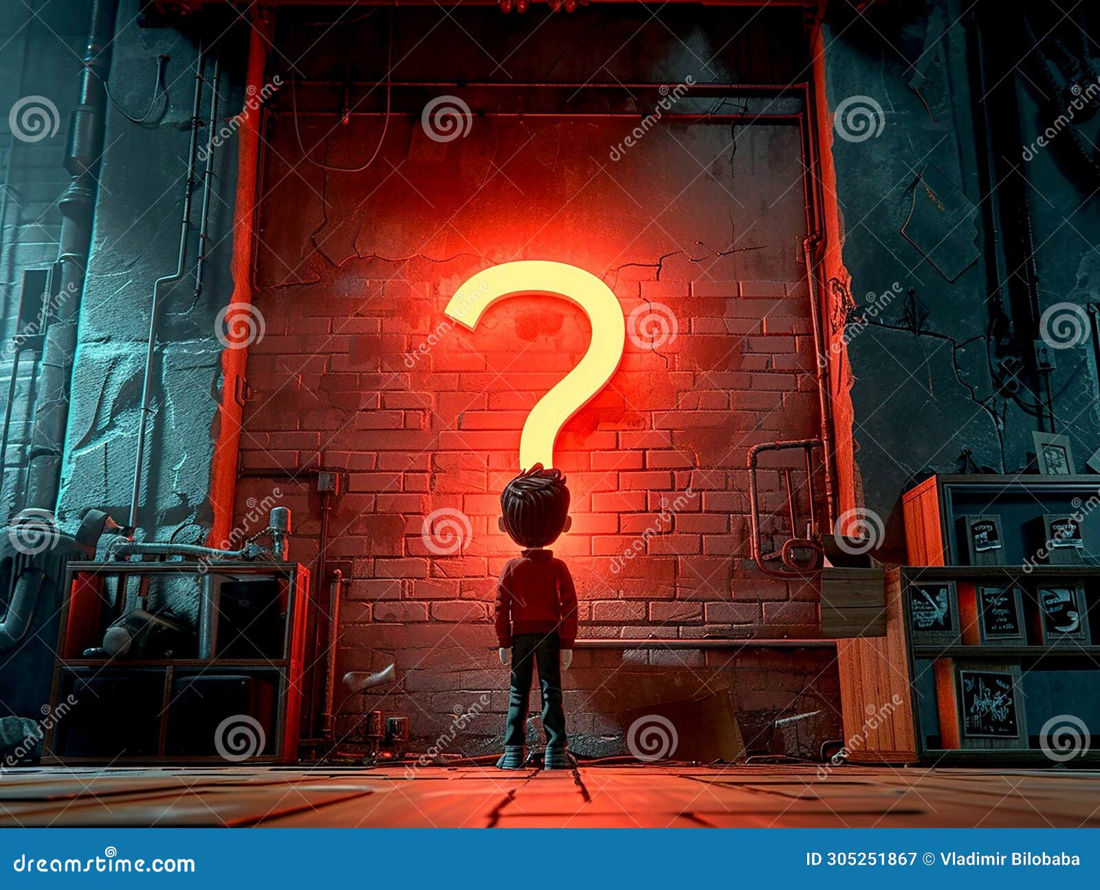 Red Question Mark with Small Puppet People Stock Illustration ...