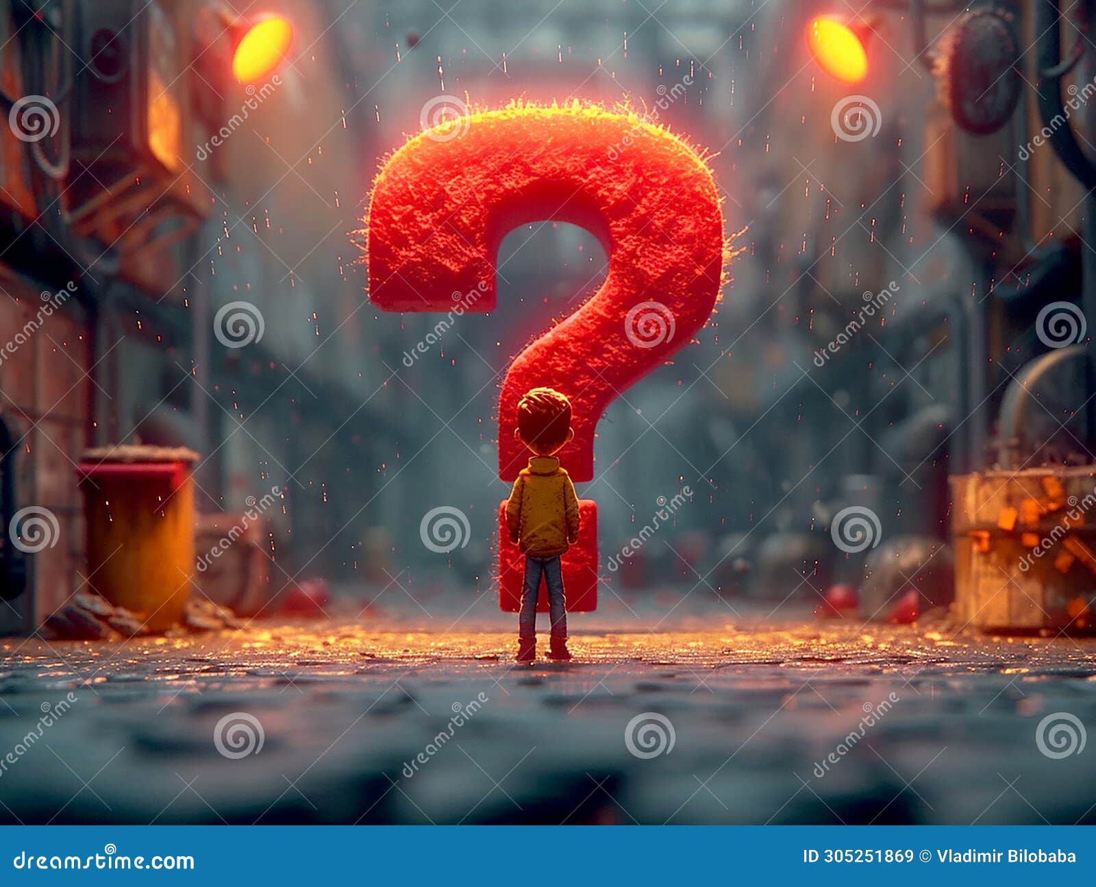 Red Question Mark with Small Puppet People Stock Illustration ...