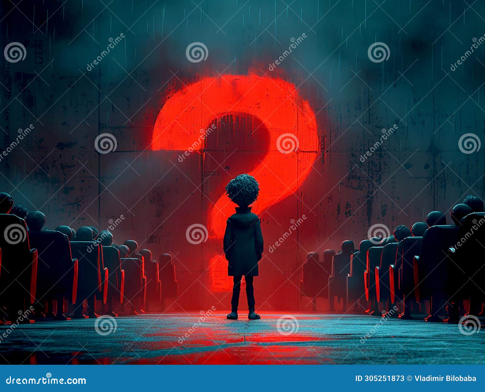 Red Question Mark with Small Puppet People Stock Illustration ...