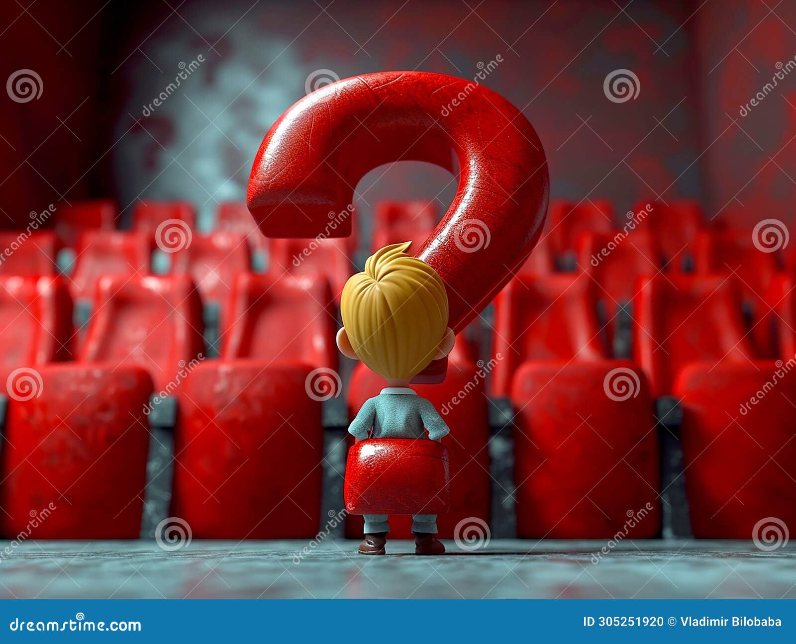 Red Question Mark with Small Puppet People Stock Illustration ...