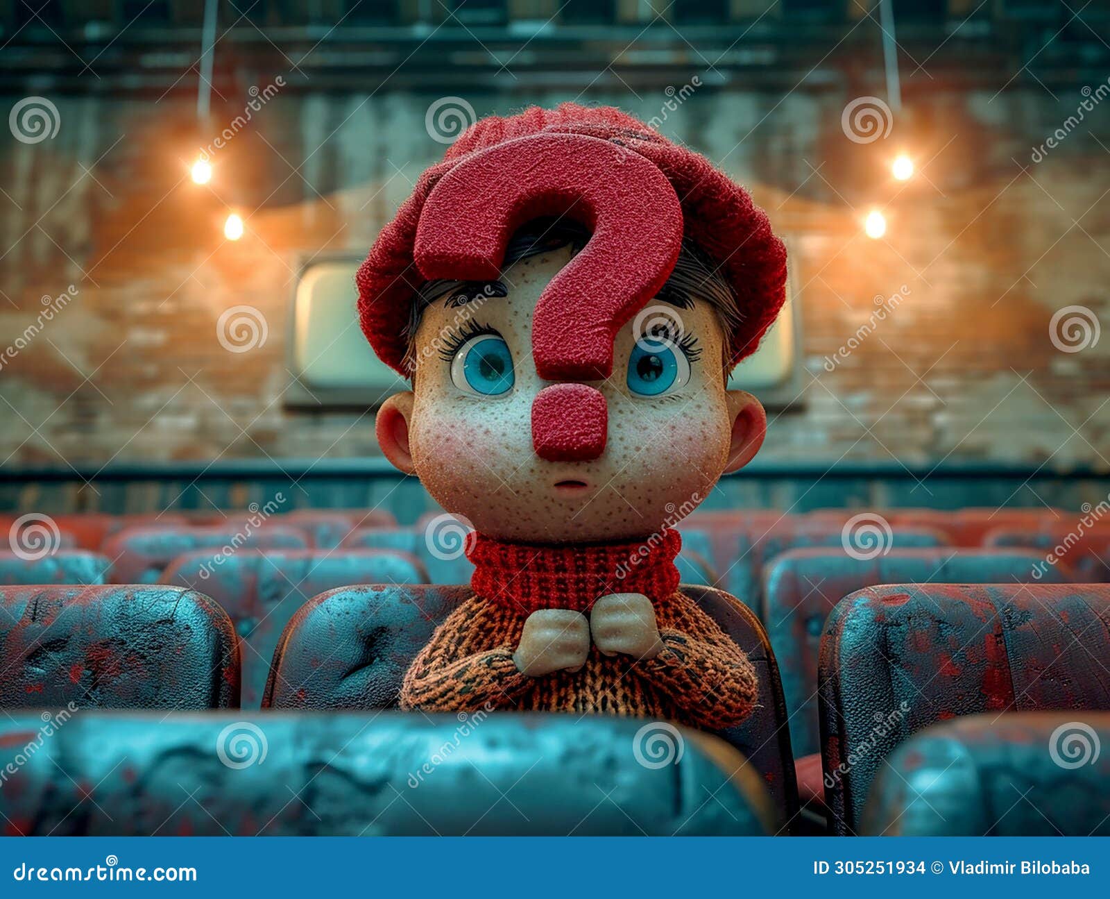 Red Question Mark with Small Puppet People Stock Illustration ...