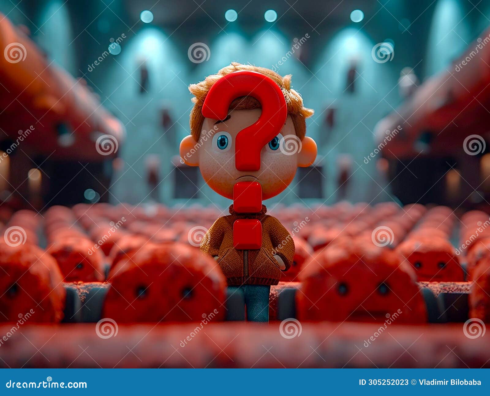 Red Question Mark with Small Puppet People Stock Illustration ...