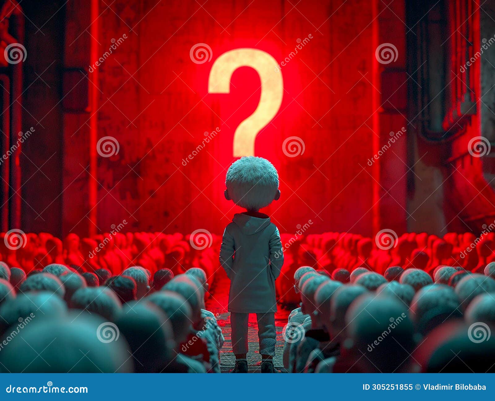 Red Question Mark with Small Puppet People Stock Illustration ...