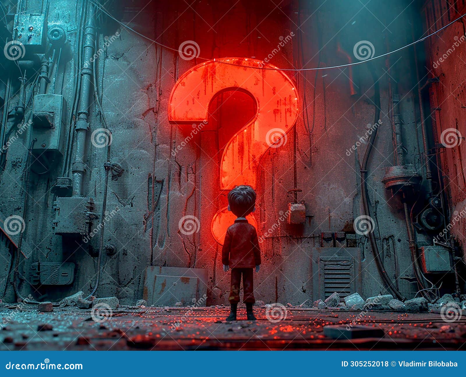 Red Question Mark with Small Puppet People Stock Illustration ...