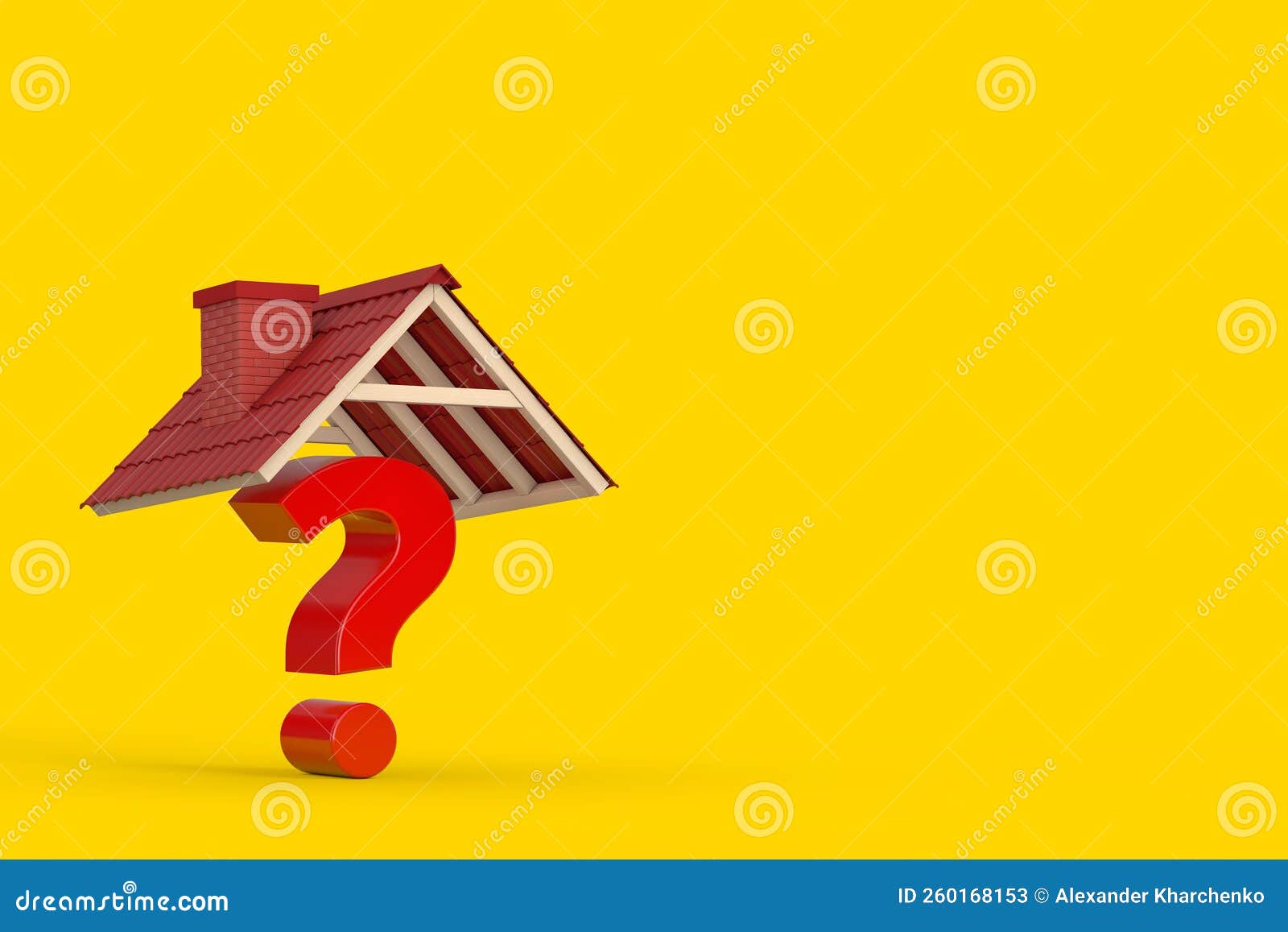 Red Question Mark Under Red Tile Roof. 3d Rendering Stock Image - Image ...