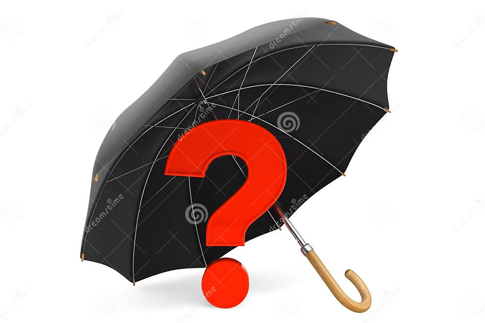 Red Question Mark Under Umbrella Stock Illustration - Illustration of ...