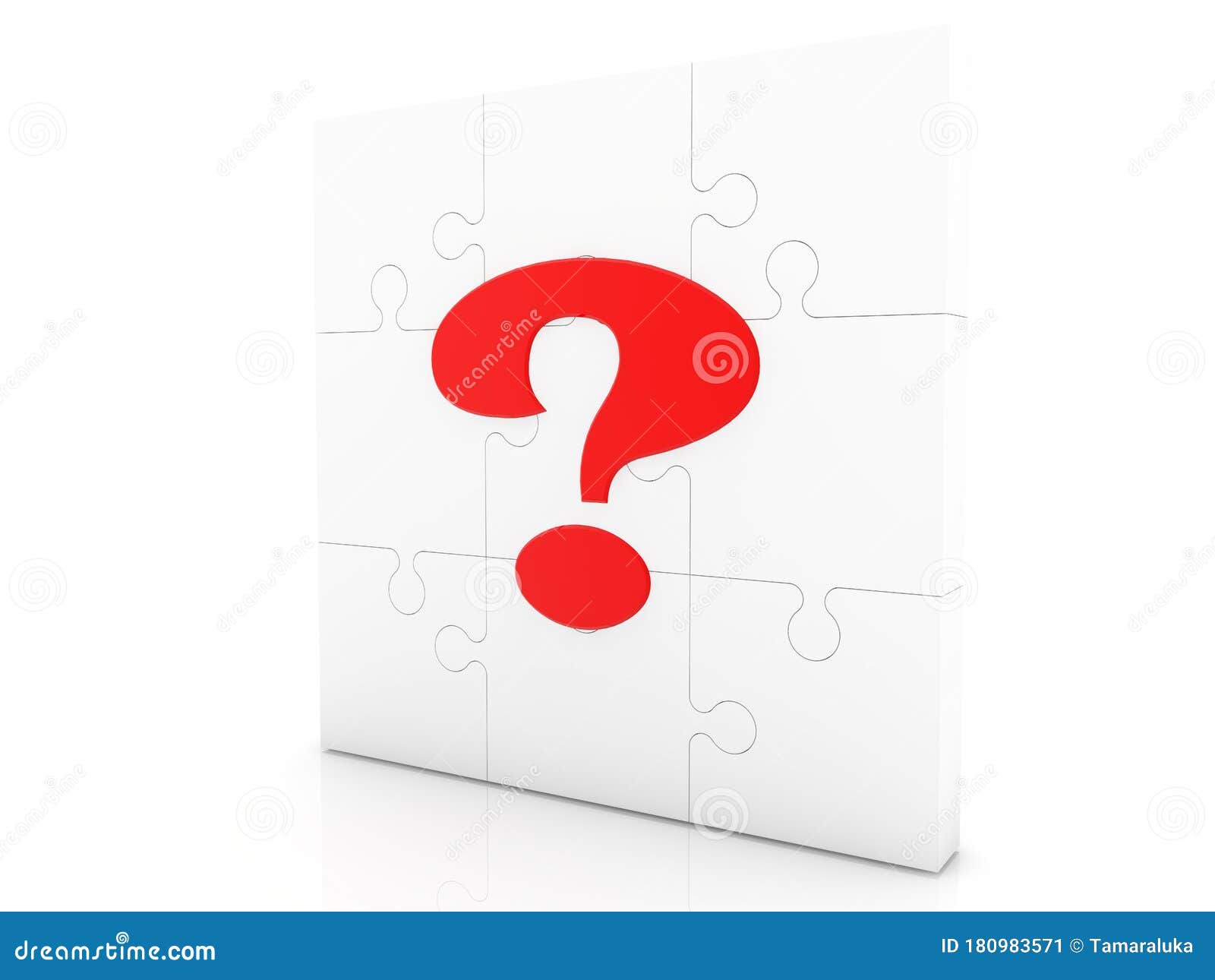 A Red Question Mark between White Pieces of a Puzzle Stock Illustration ...