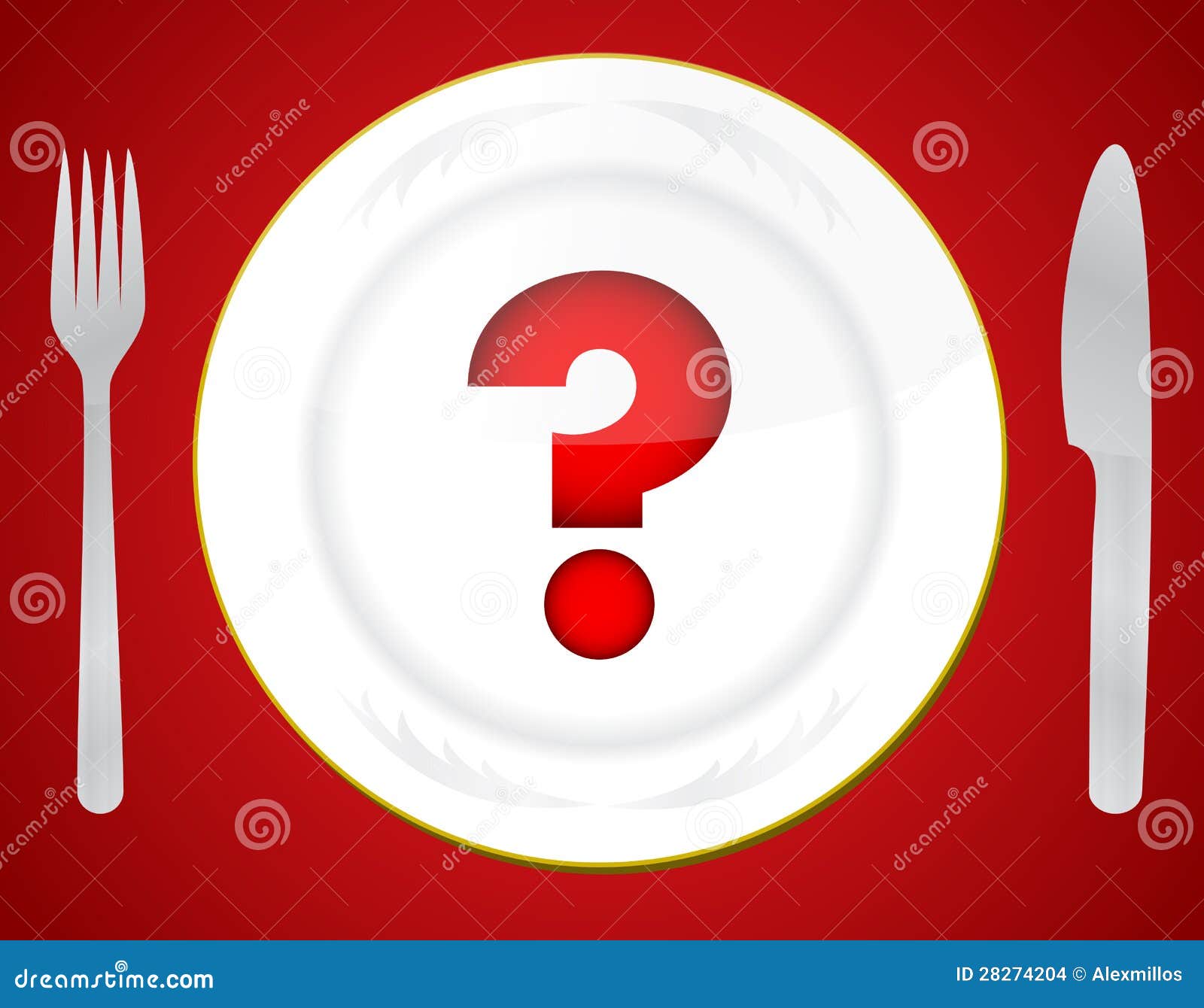 Red Question Mark on White Plate Stock Illustration - Illustration of ...