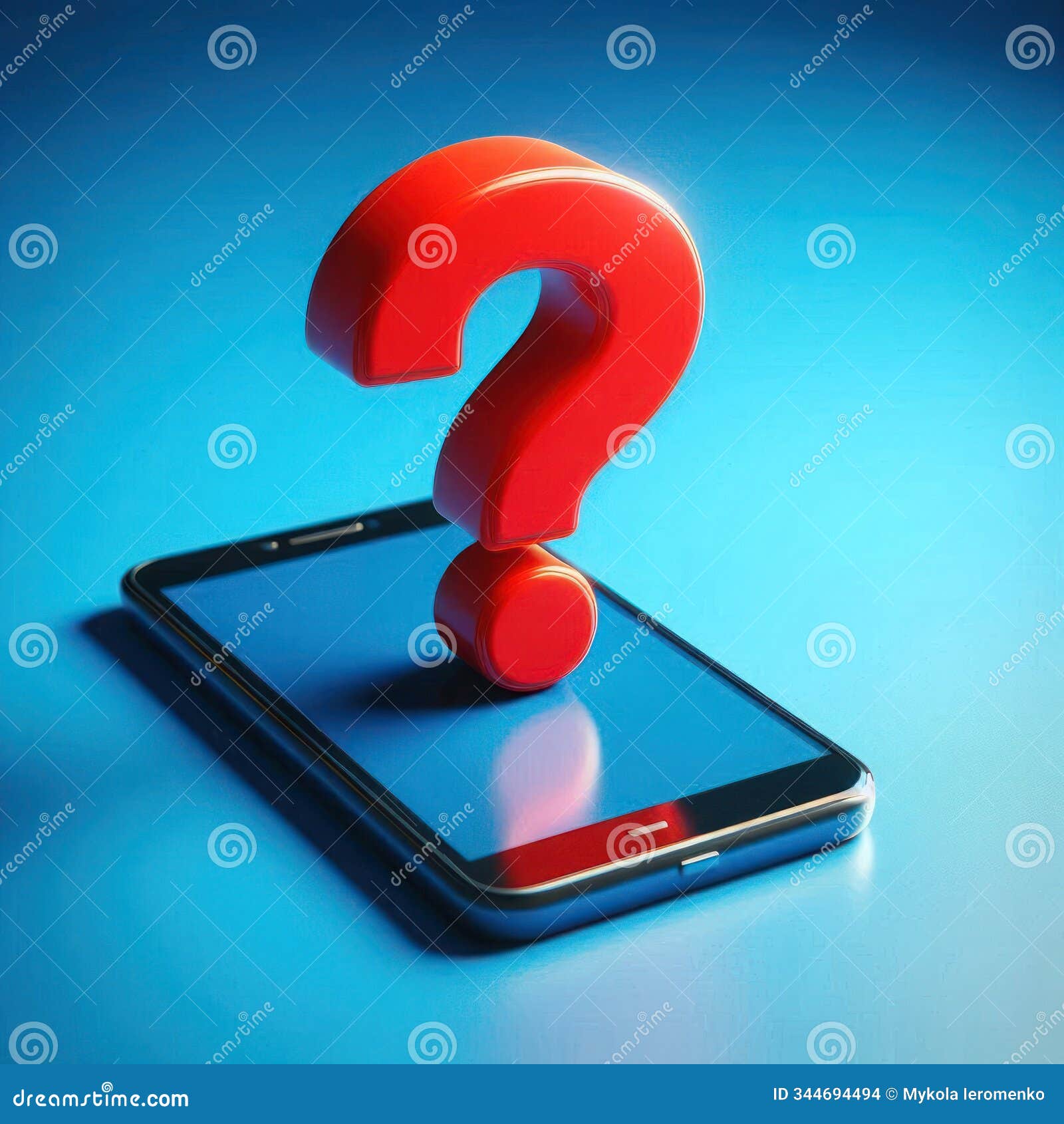 A Red Question Mark on Your Phone Screen. Stock Photo - Image of ...