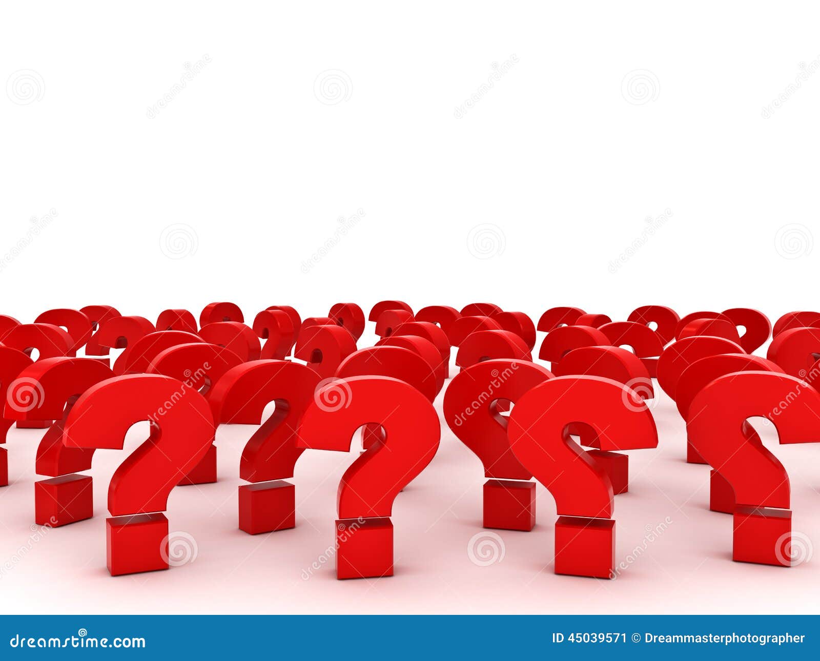 Red Question Marks with Empty Space Above Over White Stock Illustration ...