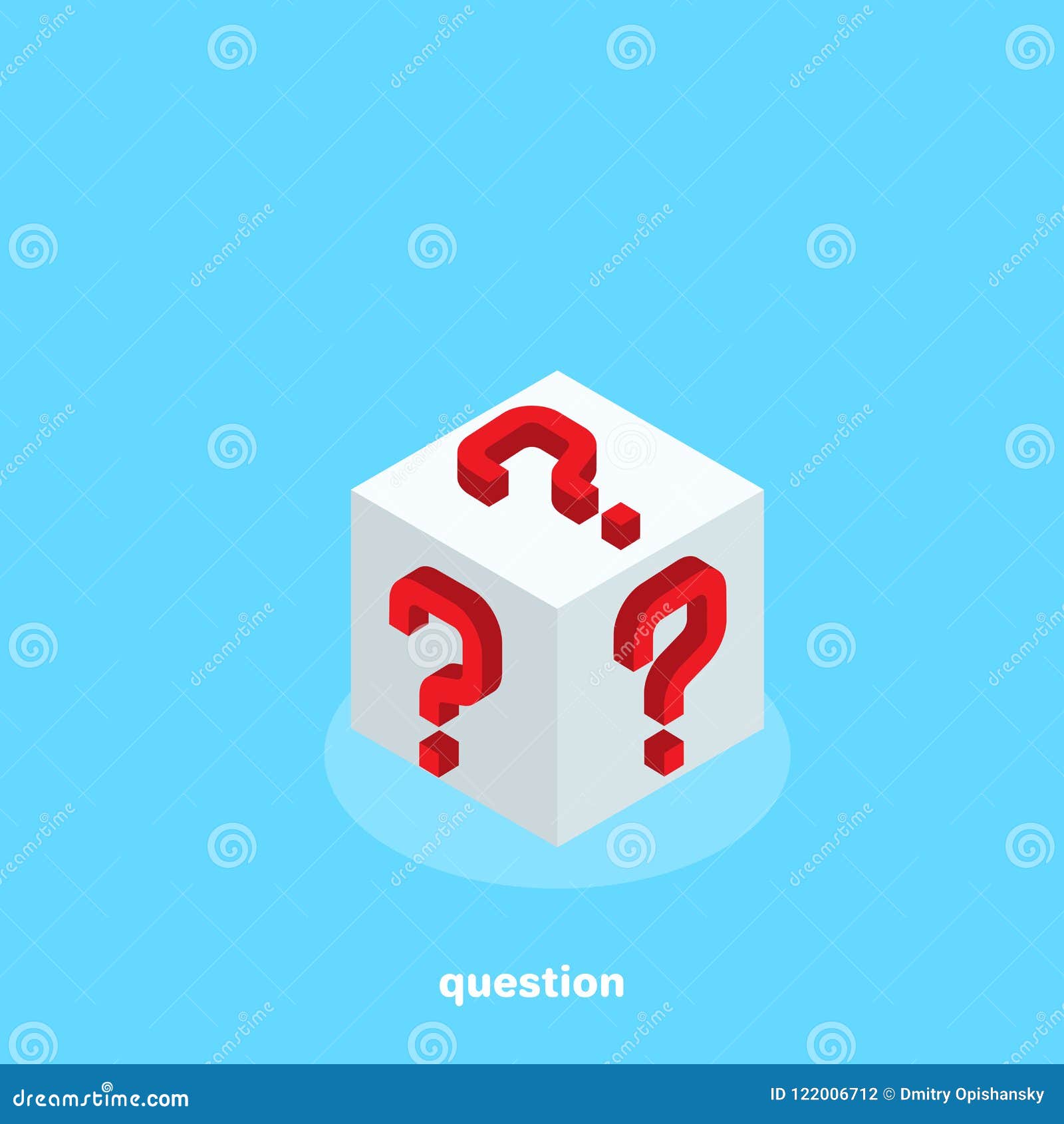 Red Question Marks on the Sides of the White Cube Stock Vector ...
